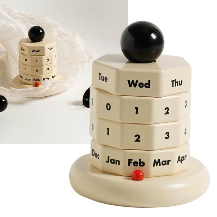 YOSOO Calendrier de bureau en bois Calendrier de Bureau à Date Rotative ...