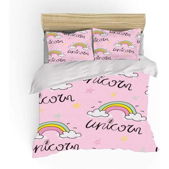 Housse de Couette - Enfants - Arc-en-ciel Roses - 200x200 cm ...