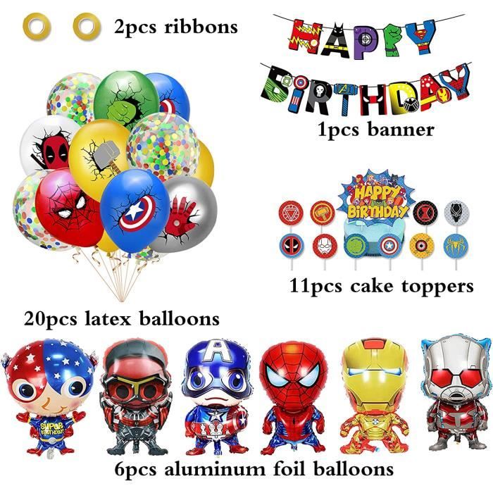 Décoration Anniversaire Super Heros Ballons Superhero Bannière de ...