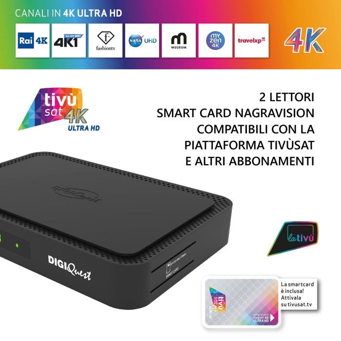 Décodeur Tivusat - DIGIQUEST - Q90 - 4K - Double Tuner DVB-T2/DVB-S2 ...