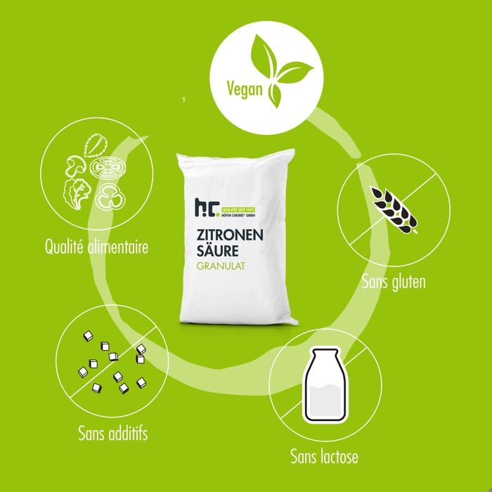 Höfer Chimie Acide Citrique Granulé 50 kg – Détartrant Multifonction ...