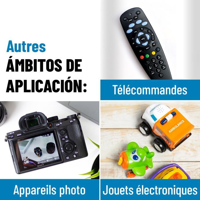 Pile alcaline 12V - ABSINA - 27A - Paquet de 4 - 27,5x8 mm - Durable ...