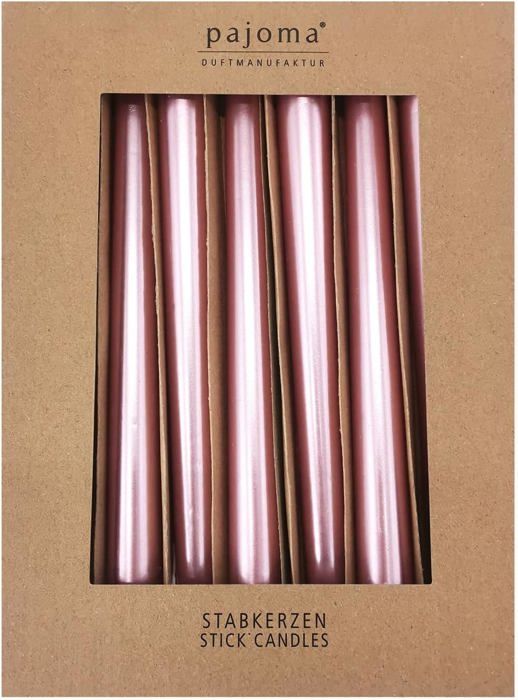 Rose Métallisé Lot de 10 bougies à tige - Qualité supérieure - Durée de ...