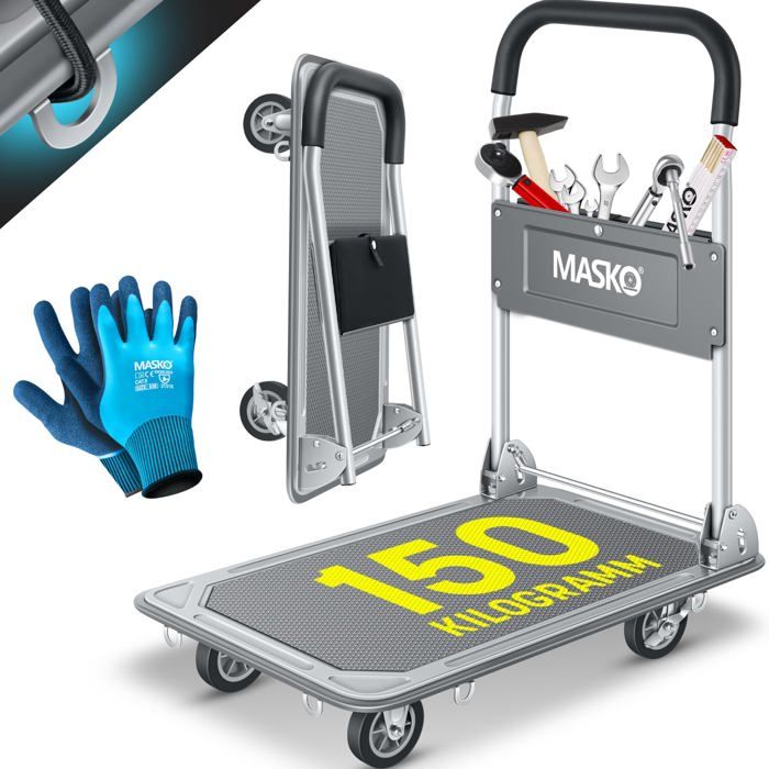 MASKO® Diable Pliable en Aluminium | Chariot de Transport et Atelier ...