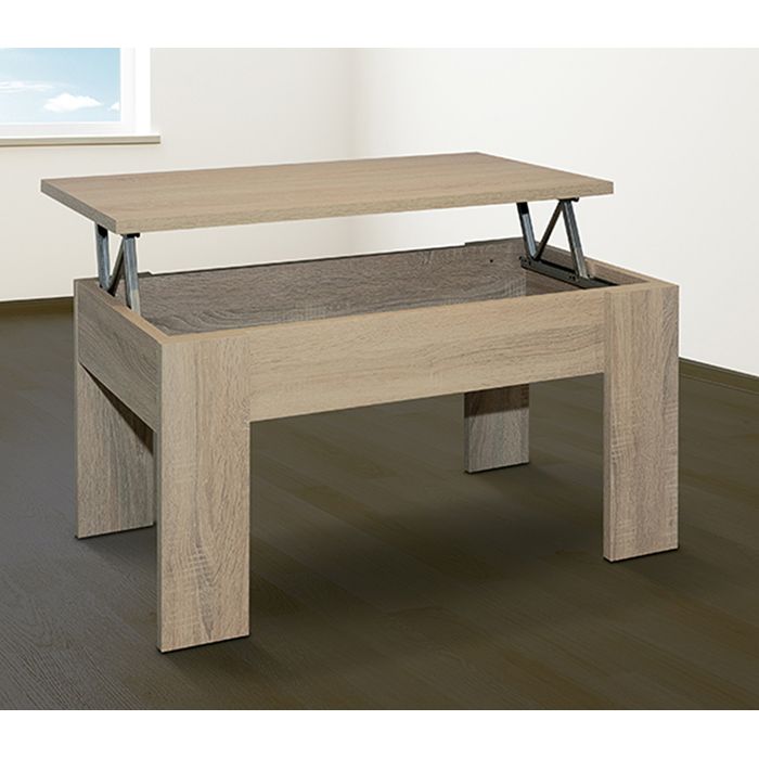 Table basse, table de salon relevable coloris Chêne cambrian - Longueur ...