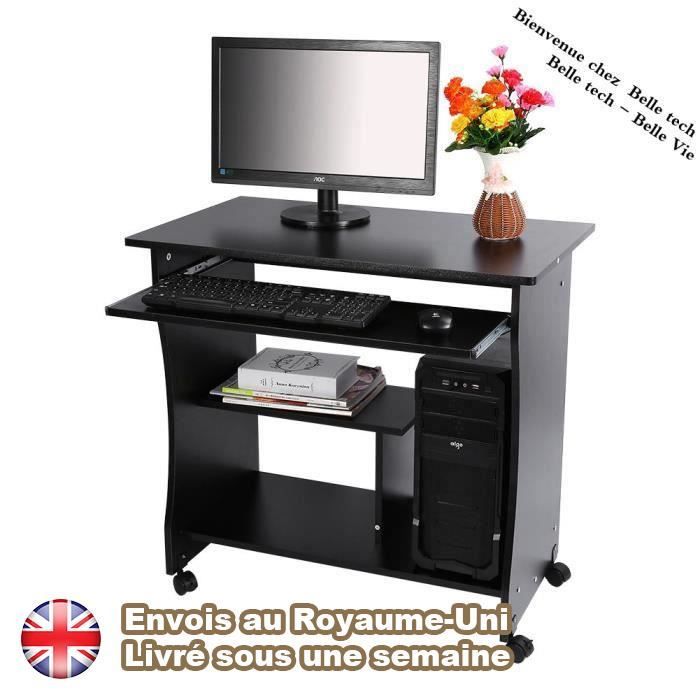 Bureau mobile, Table informatique avec Roulettes, Table d’ordinateur ...