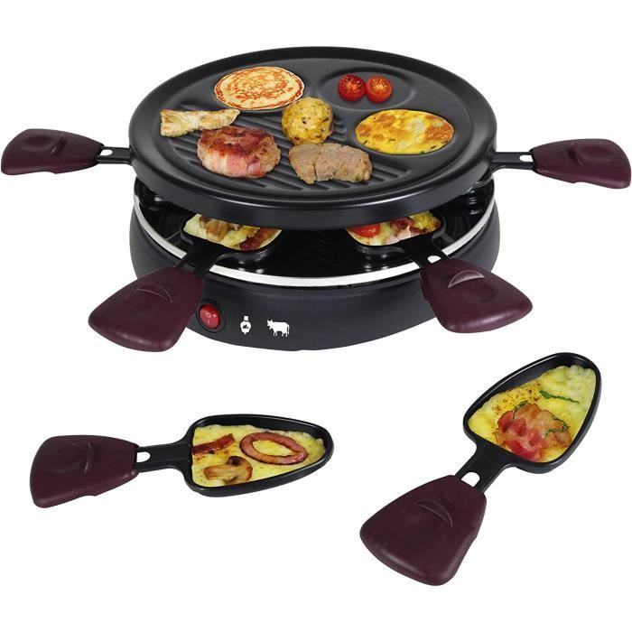 TJS-Appareil à Raclette et Grill Multifonctions pour 6 Personnes Forme ...