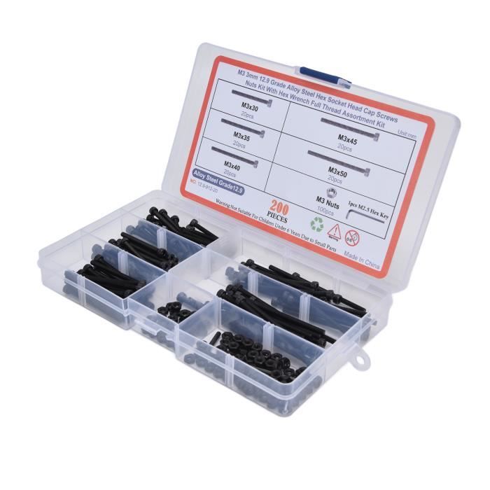 Cikonielf kit d'assortiment d'écrous de boulon à tête hexagonale Kit d'assortiment de boulons à ...