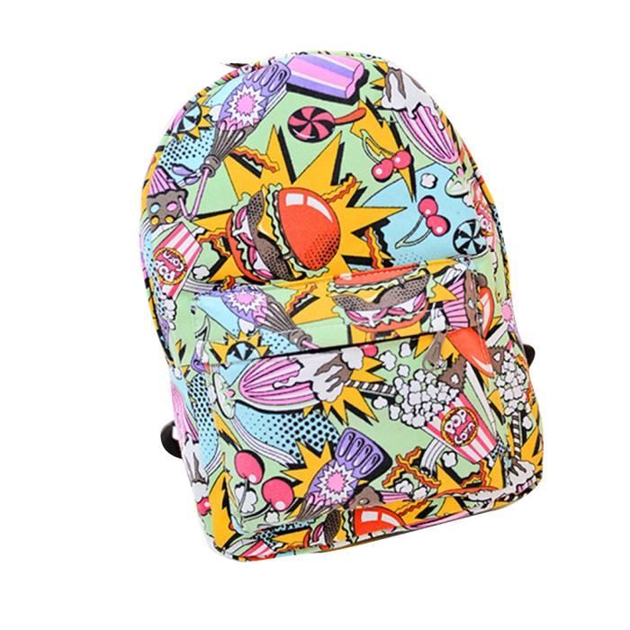 Elenxs® Sac A Dos En Toile Sac Graffiti Cartoon Sac Unisexe En Vogue ...