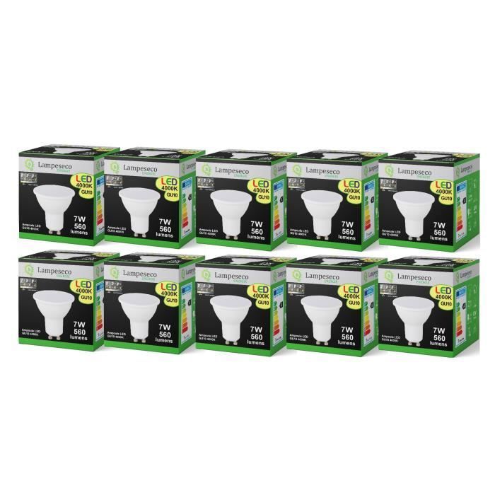 Lot de 10 Ampoules Led GU10 7W Smart Dimmable 4000K Blanc Neutre - LAMPESECOENERGIE - Non - LED ...