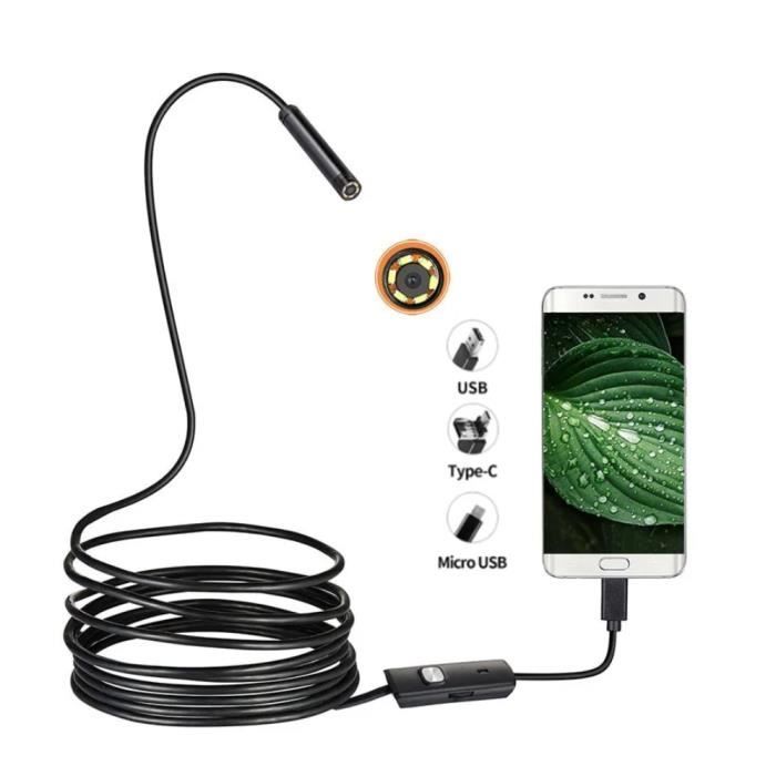 Endoscope Android 3 en 1 , caméra d'inspection endoscopique USB/Micro ...
