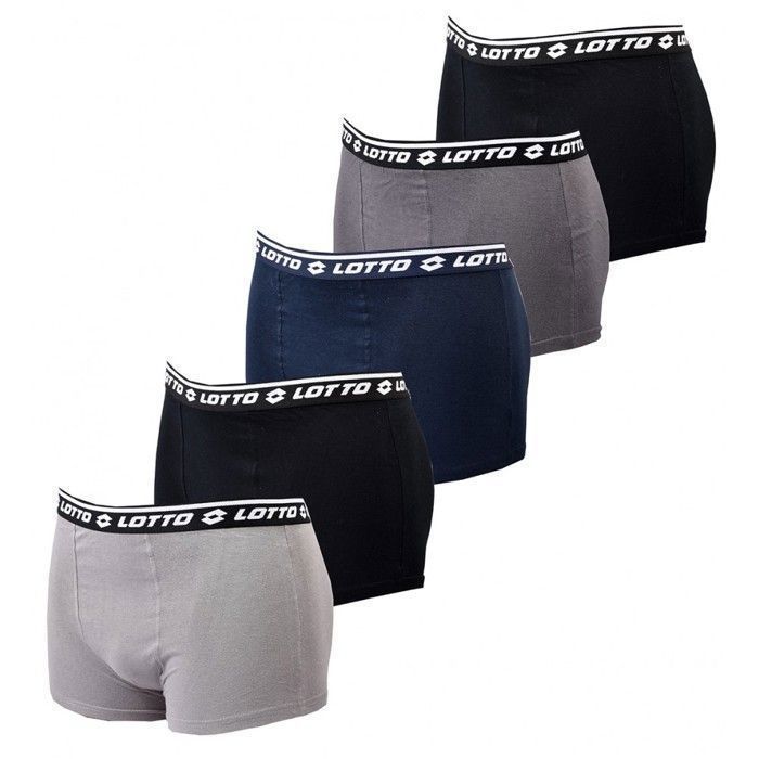 Boxer homme LOTTO - Pack de 5 Boxers 0214 - Blanc - Ceinture élastique ...