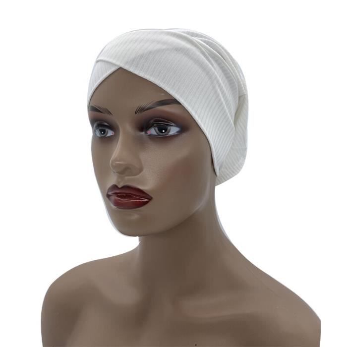 Foulard musulman Bonnet côtelé extensible intérieur Hijabs femmes ...