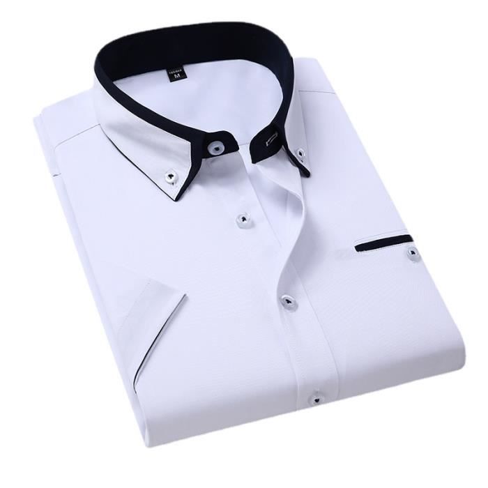 Chemise habillée imprimée à manches courtes pour hommes - WHITE[D5627 ...