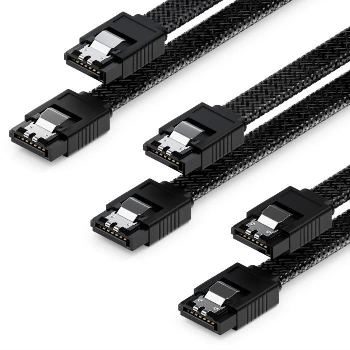 3X 60 Cm Câbles Sata 3 Nylon Set 6 Gbit-S Sata Iii Câbles De Données De ...