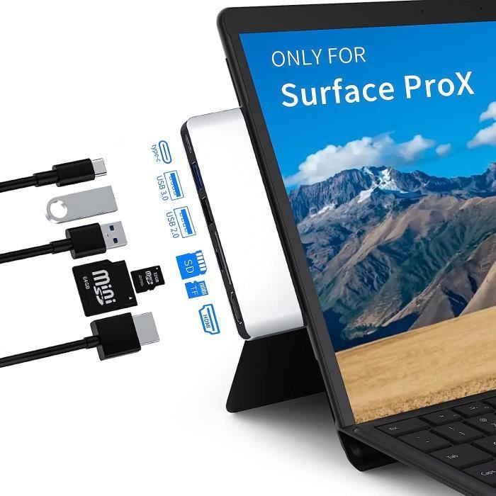 Surface Pro X Hub Station D'Accueil 6 En 2 Pour Microsoft Surface Pad Portable Avec Port Hdmi 4K ...