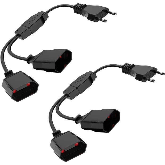 Lot De 2 Rallonges De Prise Eu, Adaptateur De Prise 2 En 1 Eu Plug Avec ...