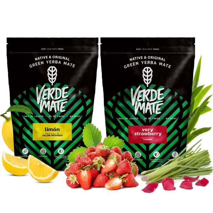 Yerba Mate 1 kg Kit Maté Fruite Verde Mate Fraise Citron Non Fumé2 x ...