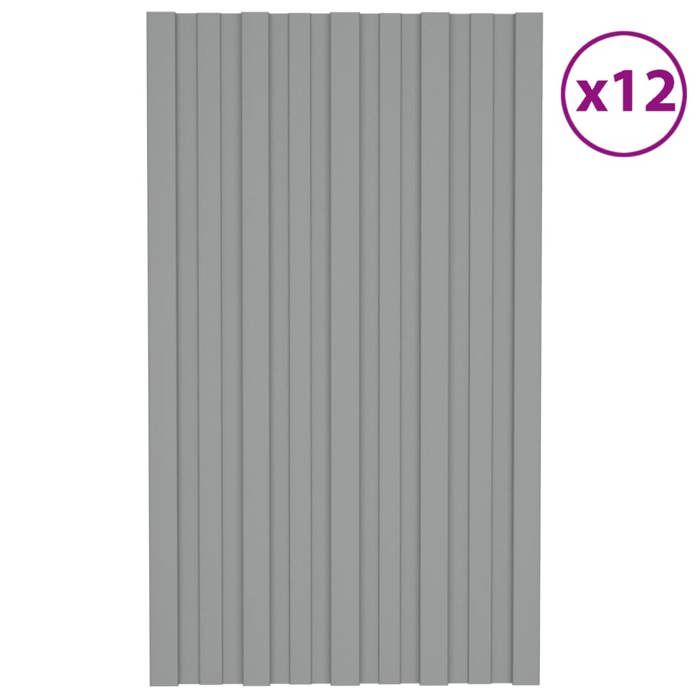 VidaXL Panneaux de toiture 12 pcs Acier galvanisé Gris 80x45 cm 317201 ...