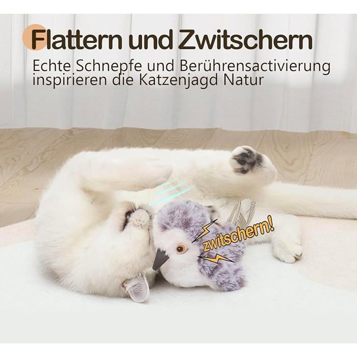 Migipaws Cat Toy Flapping Bird, True Than Nature, Touch Activated Cat ...