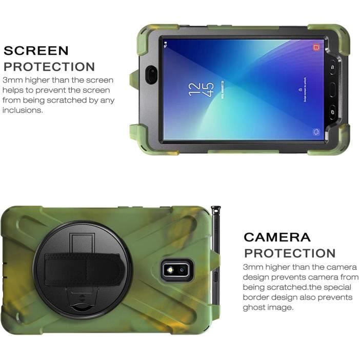 Coque Samsung Galaxy Tab Active 2 8.0 T390 T395 T397, Étui Robuste ...