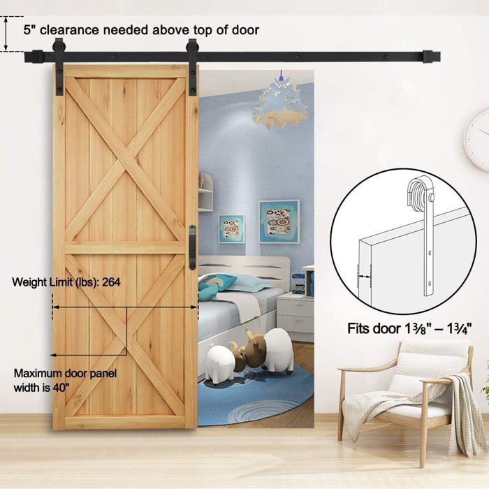 Kit de Porte Coulissante Signstek 200 cm avec Poignée de Grange et ...