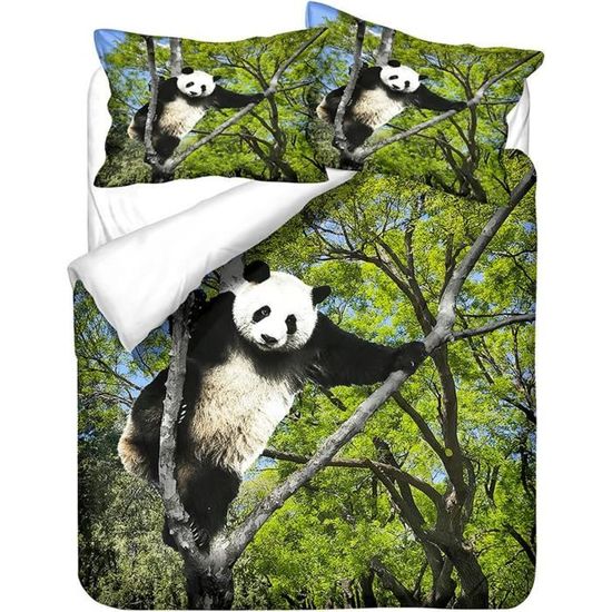 Parure de Lit Panda Noir et Blanc 3D Housse de Couette pour Enfants ...