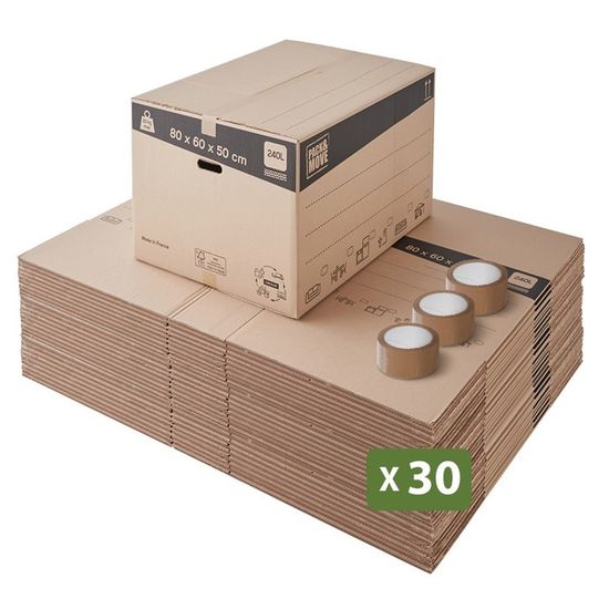 Cartons déménagement XXL - Non spécifié - 80 x 60 x 50 cm - Poignées ...