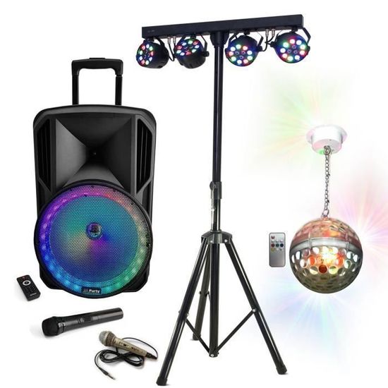 Pack Karaoké Enceinte Autonome 700W PARTY-12RGB - Pied Lumière DJ BOOST ...