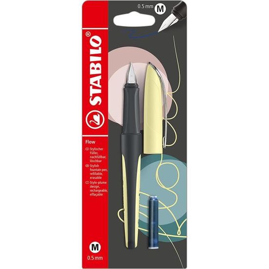 STABILO Stylo plume Flow MODERN OFFICE en jaune - Pack de 1 - Cartouche ...