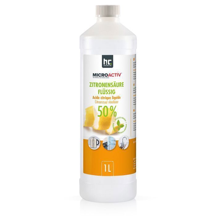MICROACTIV Acide citrique liquide 12 x 1L - Détartrant puissant pour ...