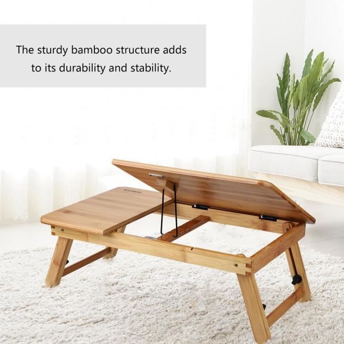 Table de Lit Pliable en Bambou, Table Ordinateur sur Lit, Support de ...