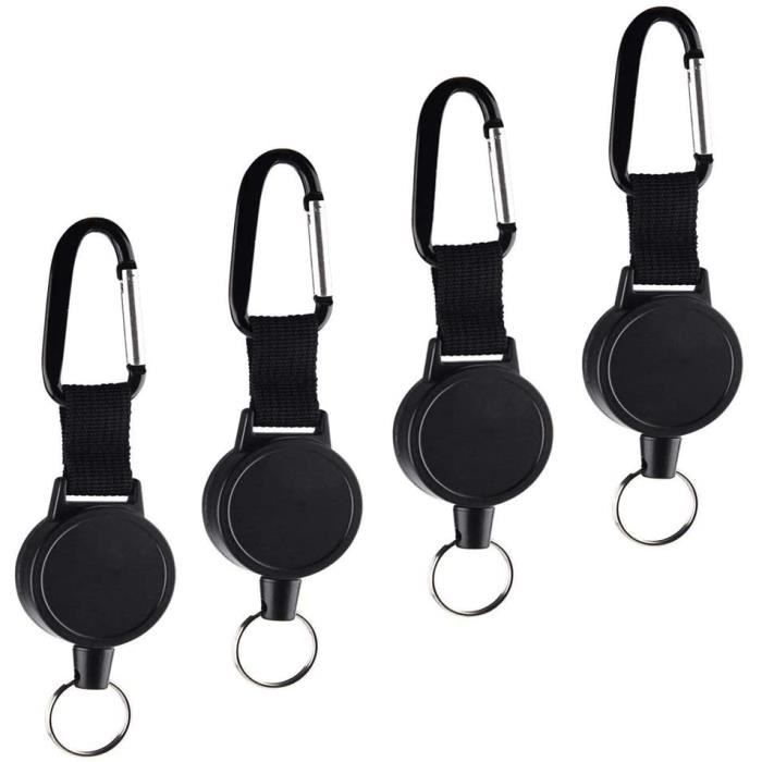 HFJKFW-Porte Badge Enrouleur Rétractable Robuste (4 pièces Noir) Avec ...