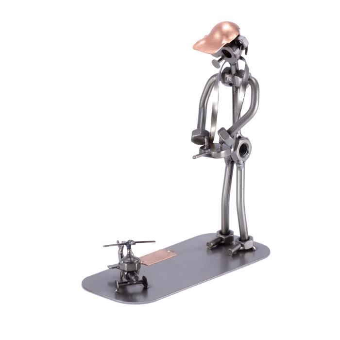 Figurine de métal - STEELMAN24 - Modéliste avec hélicoptère - Gris ...