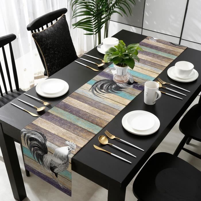 Chemin de Table - WXF04595 - Lin et Coton Marron - 33x178 cm - Style ...