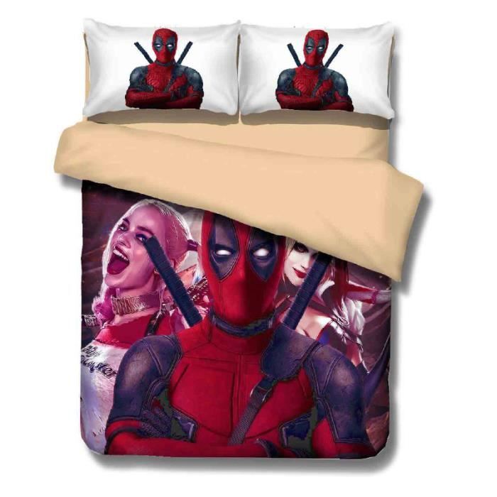 Deadpool Parure de lit 3 pièces de Marque -1 Housse de Couette 140*210 ...