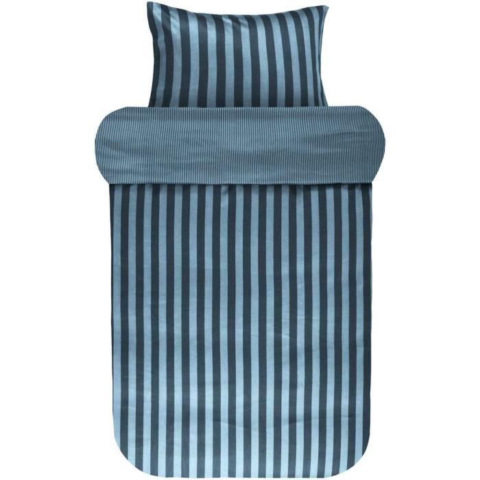 Marc O Polo Parure de lit en satin de coton mako Motif rayures Bleu ...