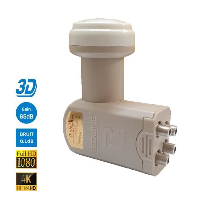 LNB QUATTRO HIGH GAIN 65 DB - FACT.BRUIT 0,1DB FULL HD 4K TNTSAT ASTRA ...