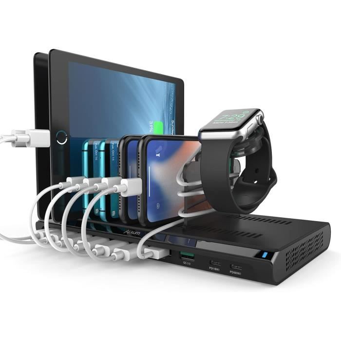 120W Station De Recharge Usb C Multi Mobile Avec Deux Pd Port(60W+18W ...