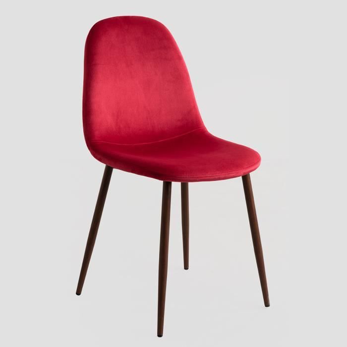 Chaise en Velours Glamm - SKLUM - Bois foncé - Rouge - Cdiscount Maison