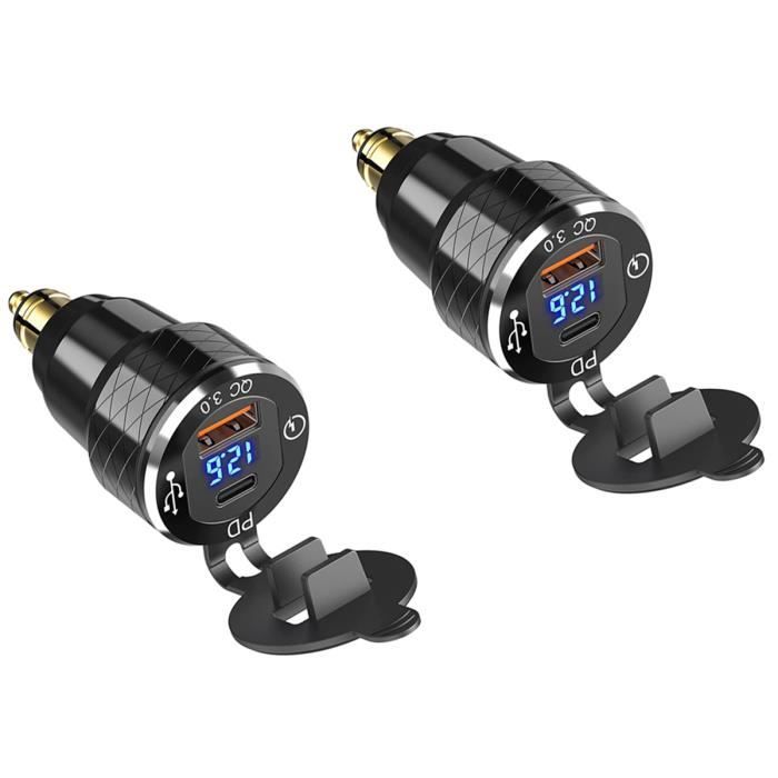 2X Chargeur USB PD 3.0 Type C Din Vers USB et Prise de Courant QC 3.0 ...