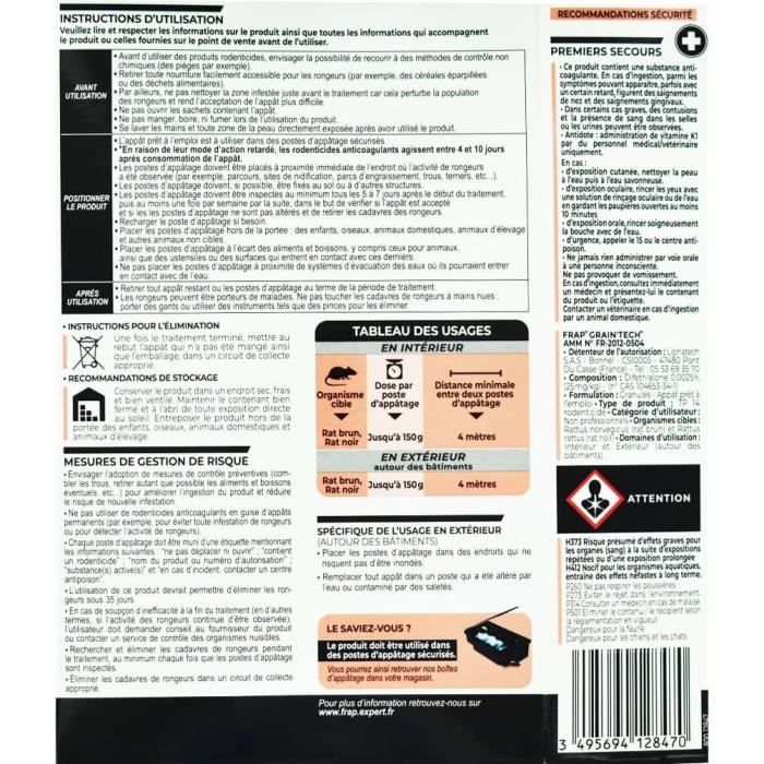 Grain'Tech - Appât Anti Rongeur - Pour Rat Et Souris - Tous Lieux - 6 ...