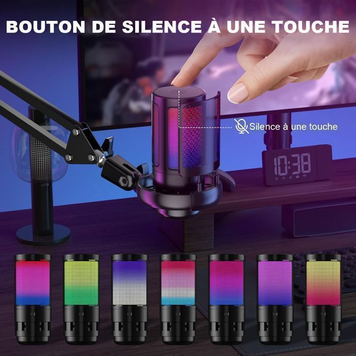 USB Micro Gaming, RGB Condensateur Microphone -avec Filtre anti-pop ...