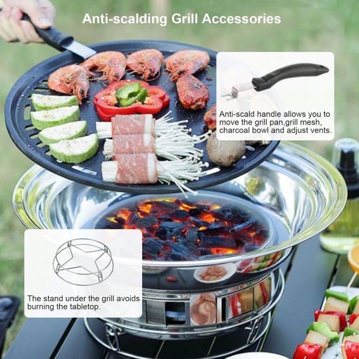 PHOJEWI Korean Charcoal Barbecue Small Charcoal Barbecue 14.1 Inch ...