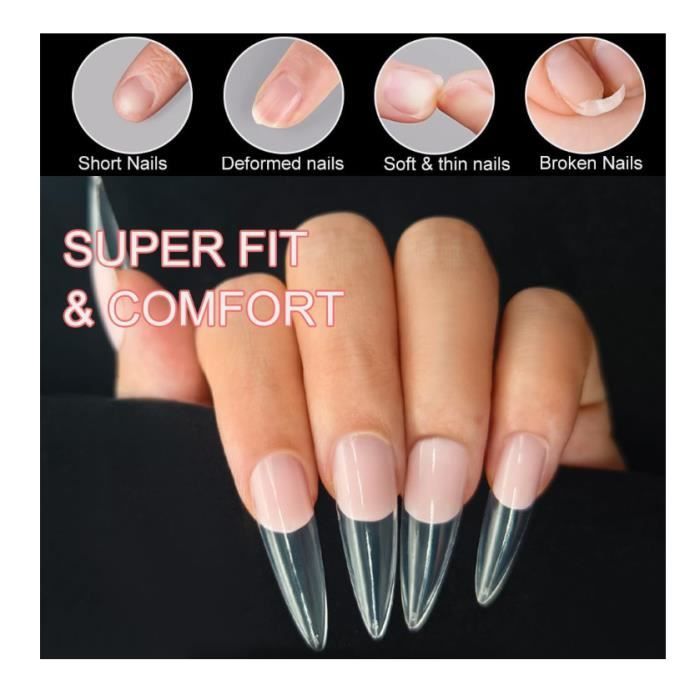 Capsules Ongles - Americaine - Amande Long - 240 Pcs - Transparent ...