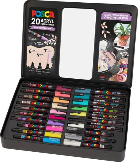 Uni-Ball 186829-Posca Marker Set,Étui De 20 Pièces,Instructions Pour 3 ...