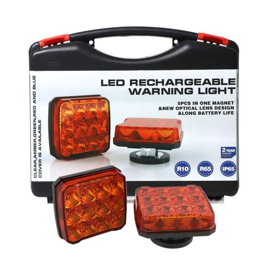 Kit Feux de Signalisation LED - Orange - Autonome - 12 Modes - IP65 ...