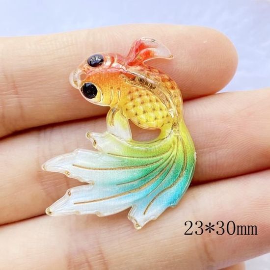 Statue deco,Nouveau poisson rouge mignon en acrylique avec trou ...