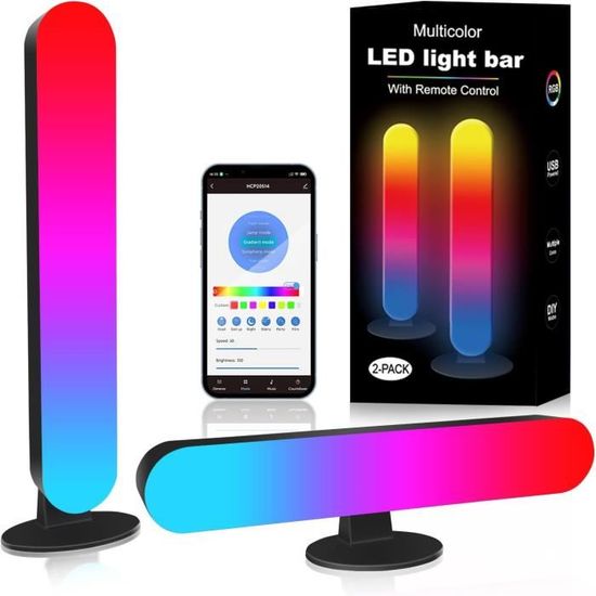 Smart Led Lampe(2 Pcs), Rgb Lampe Bureau Avec Effets D'Éclairage ...