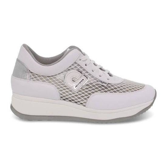 BASKET RUCO LINE 1304 RB en réseau cuir blanc argent Femme Multicolor ...